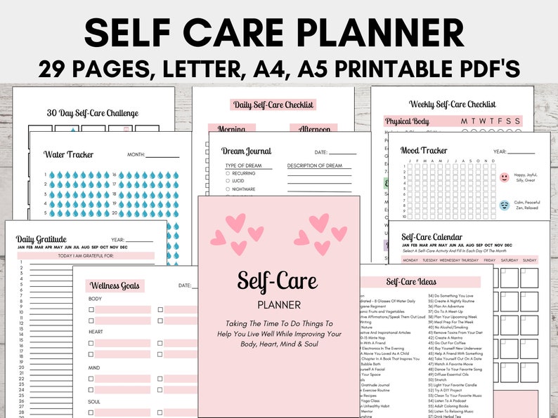 Daily Self Care Planner Self Reflection Sleep Mood Routine - Etsy