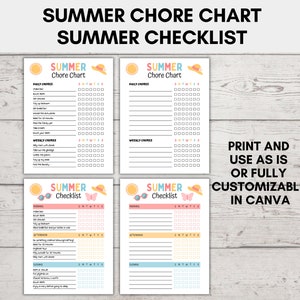 Summer Planner Bundle for Kids, Printable Editable Canva Templates ...