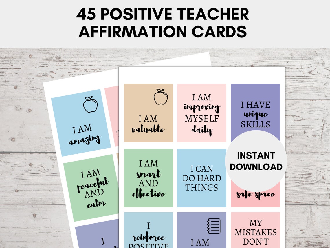 Teacher Affirmation Cards, Positive Words of Encouragement for Teachers ...