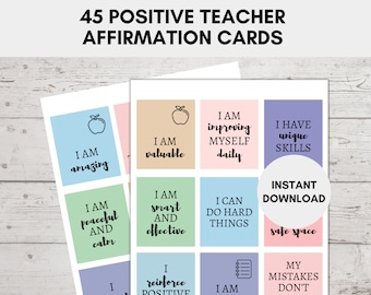 Positive Teacher Affirmation Cards, Positive Words of Encouragement for ...