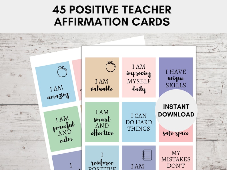Teacher Affirmation Cards, Positive Words of Encouragement for Teachers ...