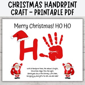 Christmas Handprint Craft, Santa, Merry Christmas Handprint Template ...