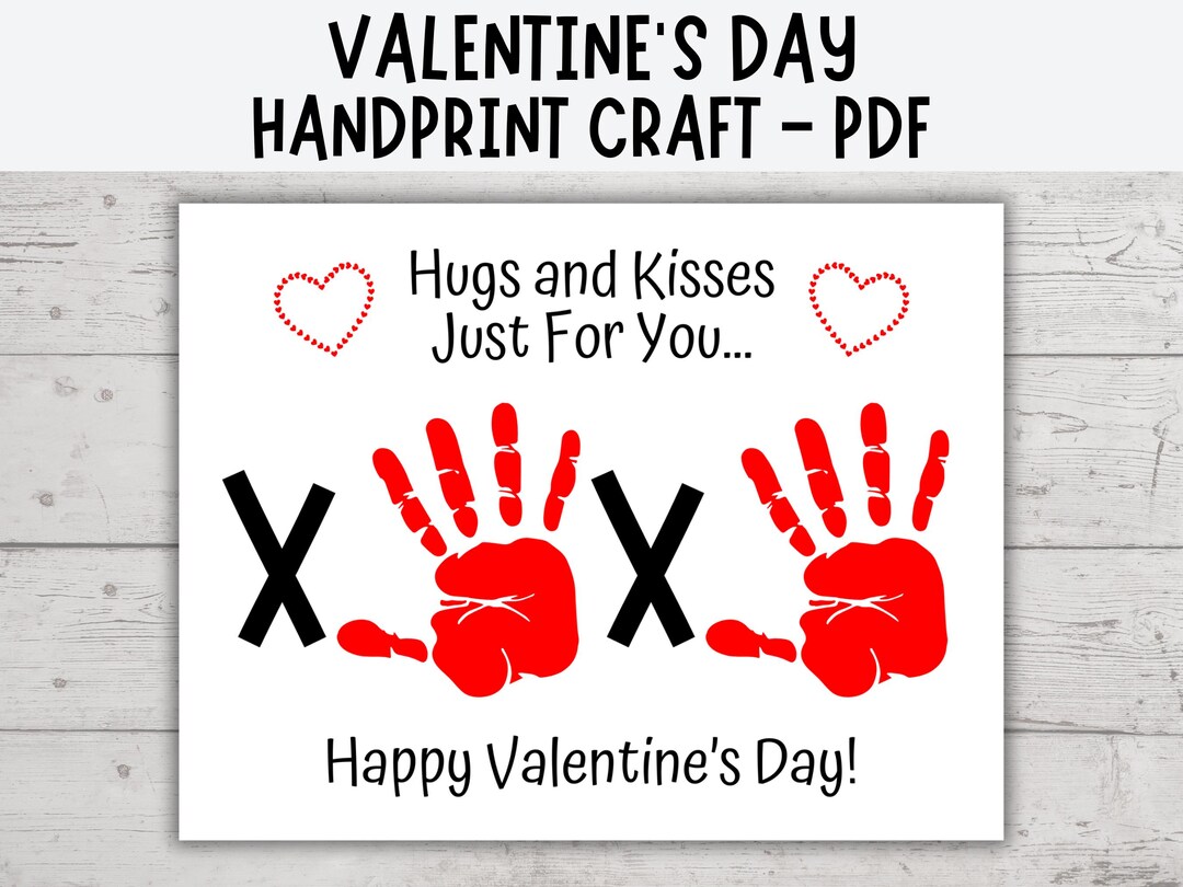 Valentines Day Handprint Craft, XOXO Valentine Handprint Template ...