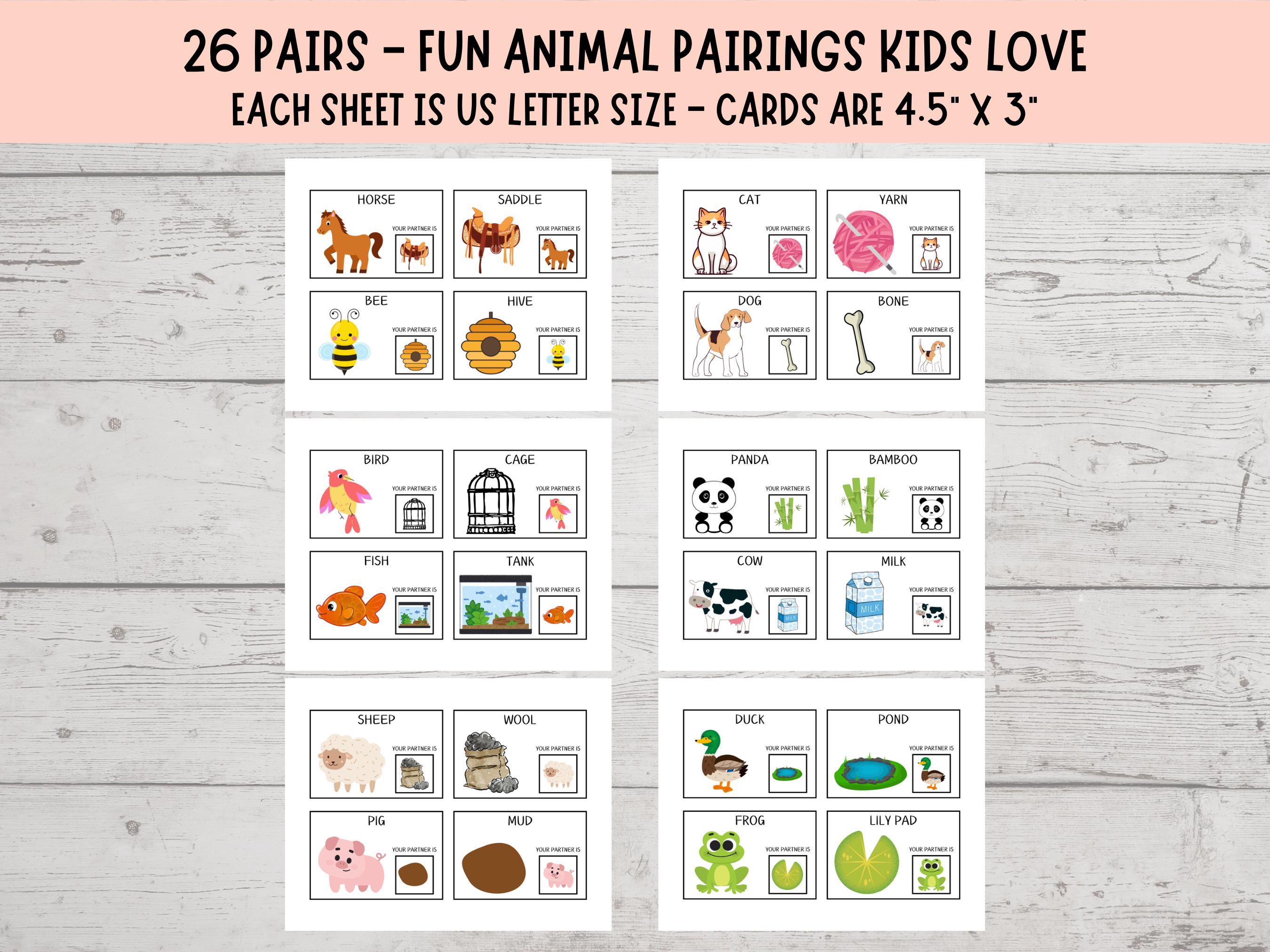 Partner Pairing Cards, Animals Pairing Cards, Classroom Partner Cards ...