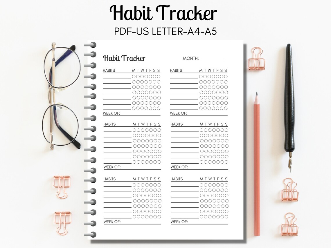 Weekly Habit Tracker Printable, Habit Tracker Template, Routine Tracker ...