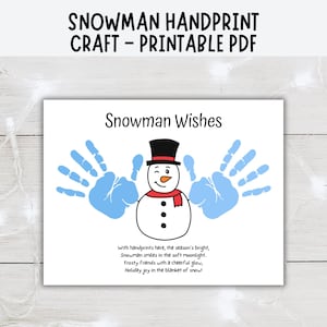 Snowman Handprint Craft, Winter Handprint Template, Merry Christmas ...