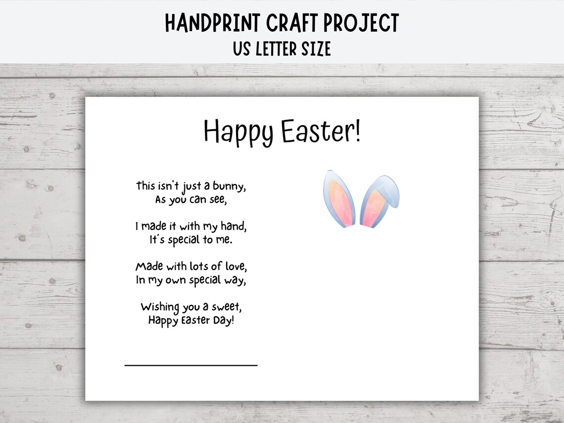 Easter Bunny Handprint Craft, Spring Easter Handprint Template, Easter ...