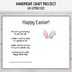 Easter Bunny Handprint Craft, Spring Easter Handprint Template, Easter ...
