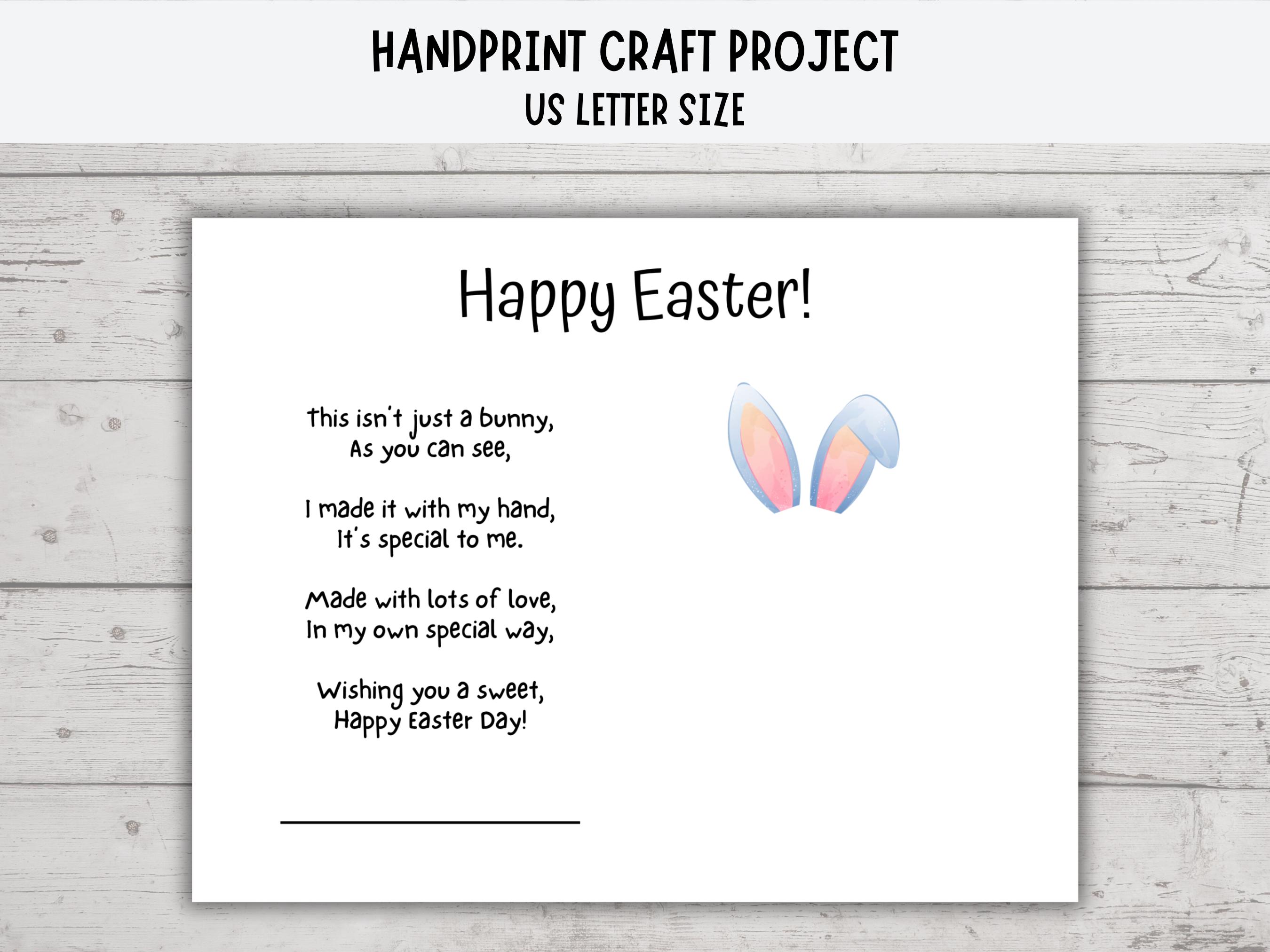 Easter Bunny Handprint Craft, Spring Easter Handprint Template, Easter ...