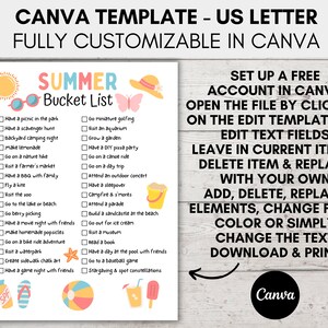 Summer Planner Bundle for Kids, Printable Editable Canva Templates ...