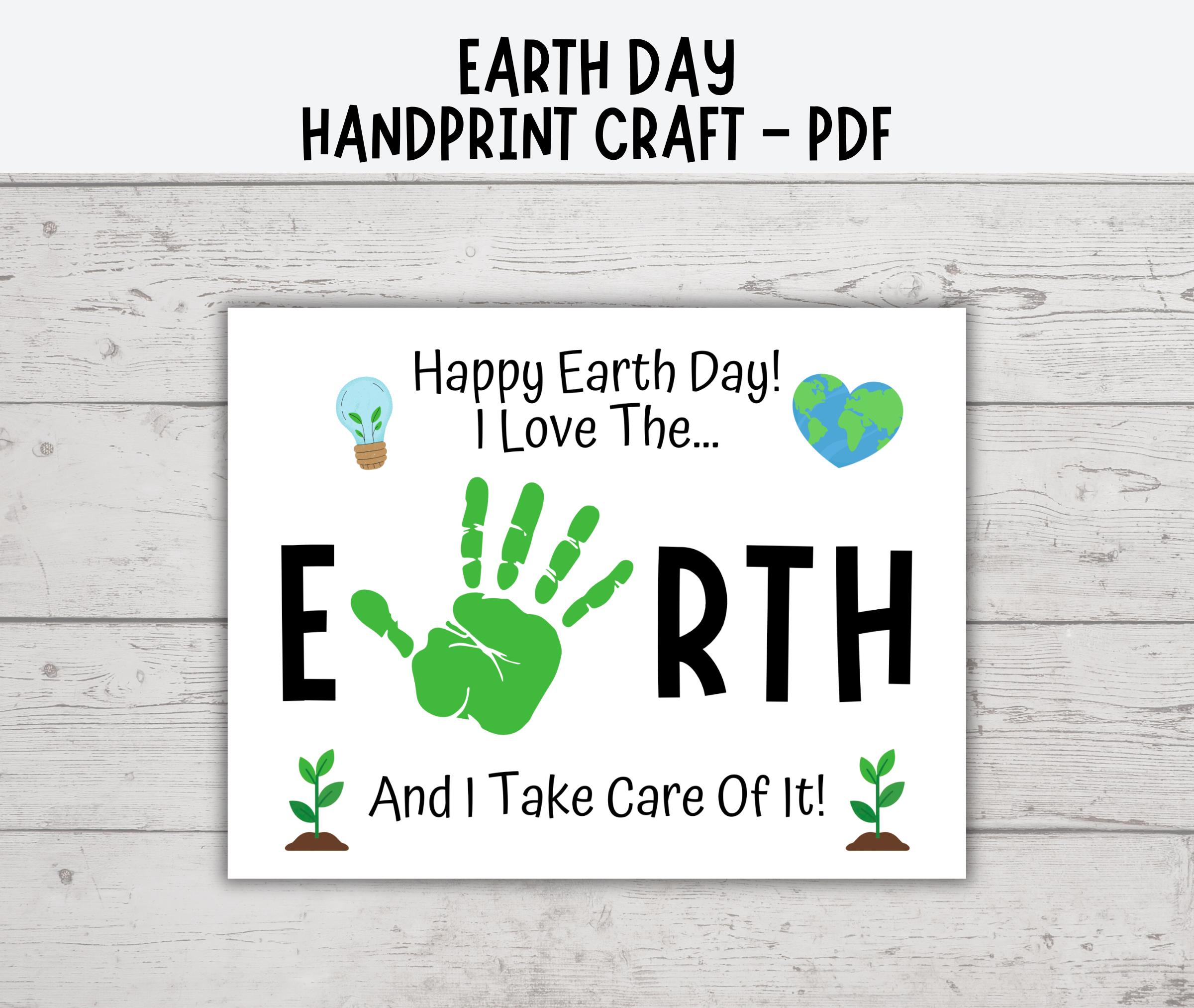 Earth Day Handprint Craft, Happy Earth Day Handprint Printable Keepsake ...