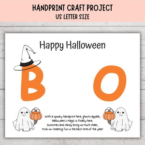 Halloween Handprint Craft, BOO, Happy Halloween Handprint Art, Autumn ...