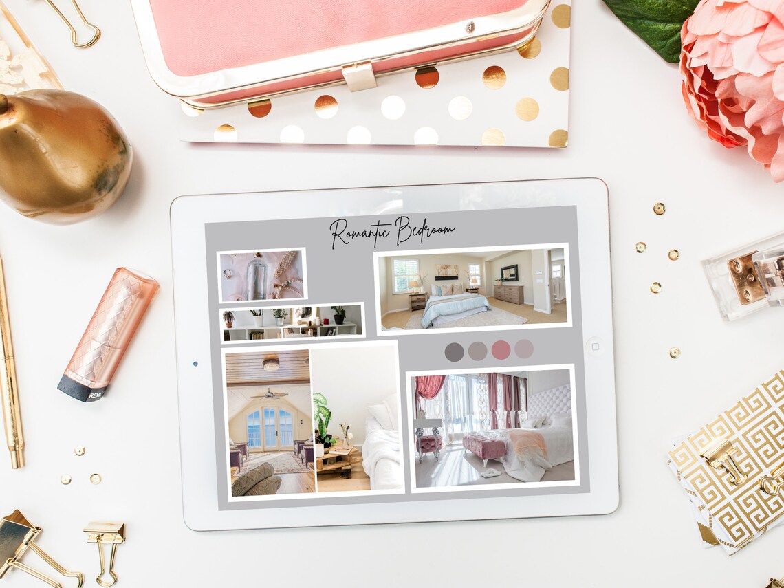 Mood Board Template, Editable Mood Board Canva, Interior Design Board ...