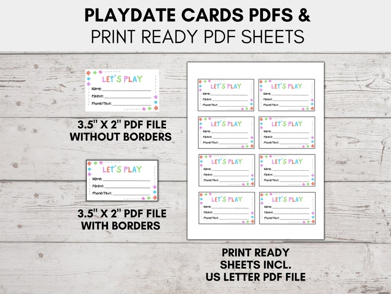 Playdate Cards, Printable Playdate Cards for Kids, Play Date Calling ...