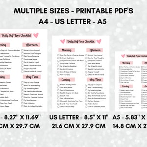 Self Love Checklist Printable PDF, Daily Routine Self Love, Daily Habit ...