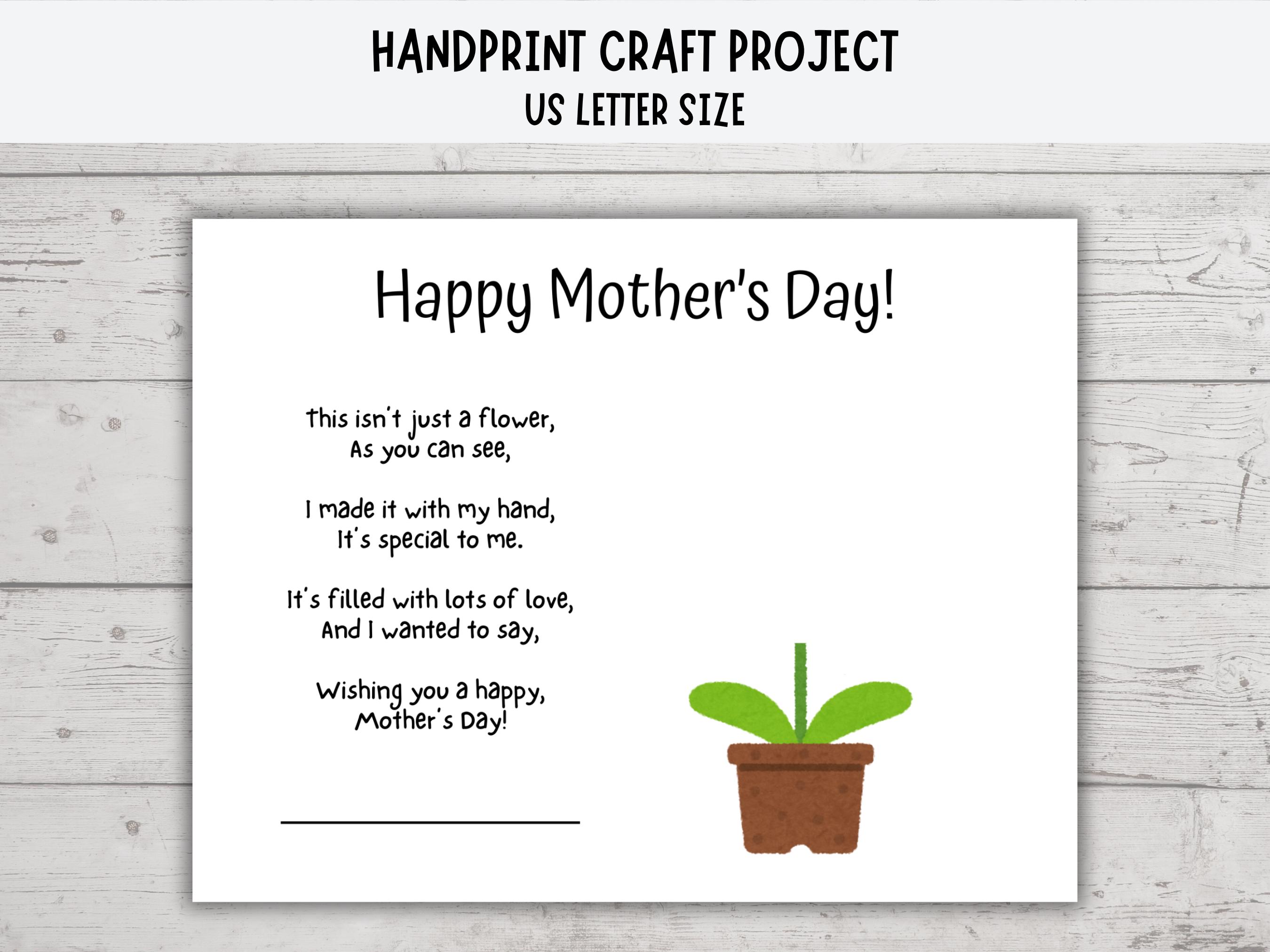 Mothers Day Handprint Art, Happy Mother's Day Handprint Flower Gift ...