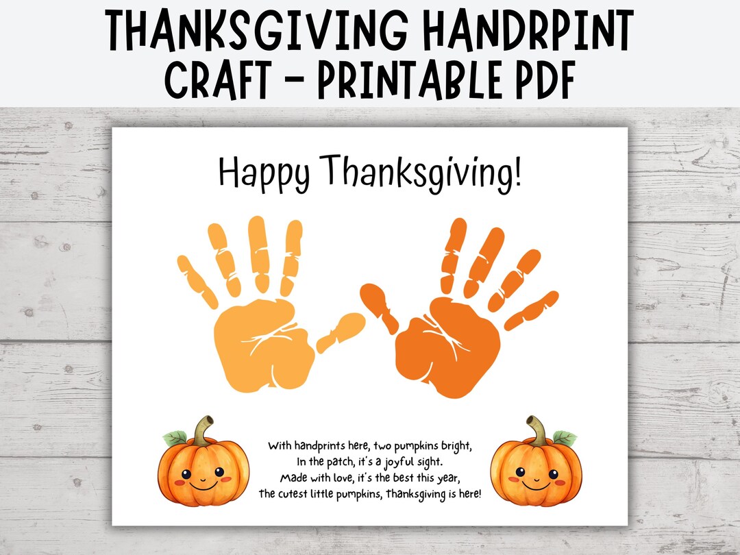 Thanksgiving Handprint Craft, Happy Thanksgiving Handprint Art, Autumn ...
