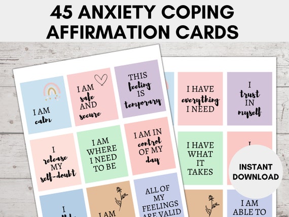 Anxiety Coping Cards Affirmation Cards Printable Anxiety - Etsy Canada