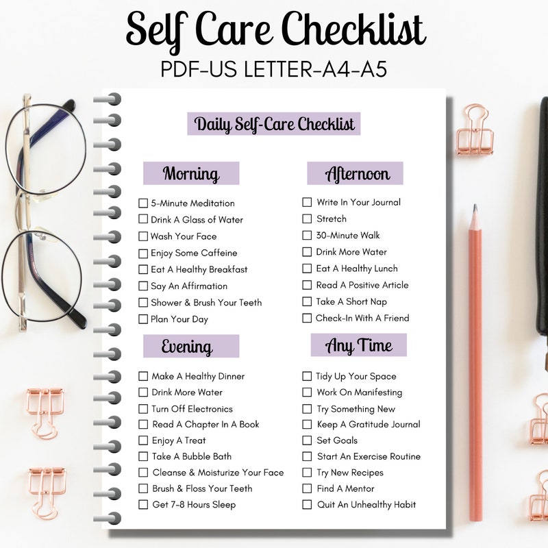 Self Care Checklist - Etsy
