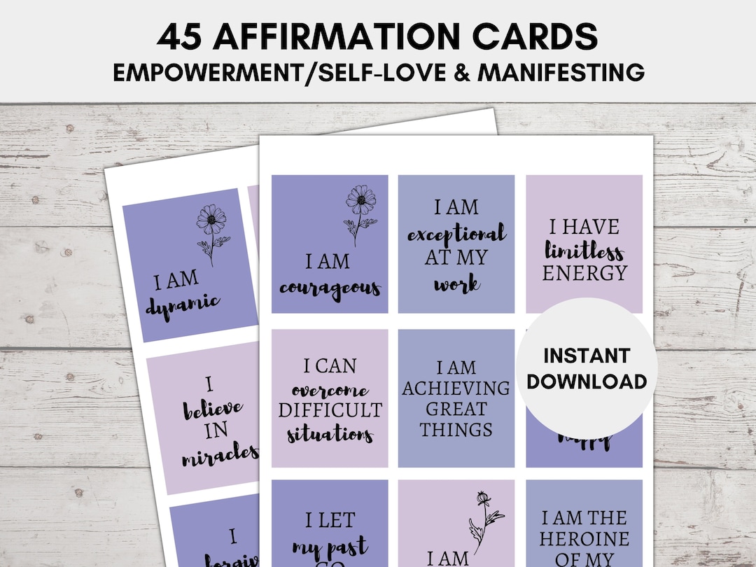 Positive Affirmation Cards Printable, 45 Positive Affirmation Cards ...