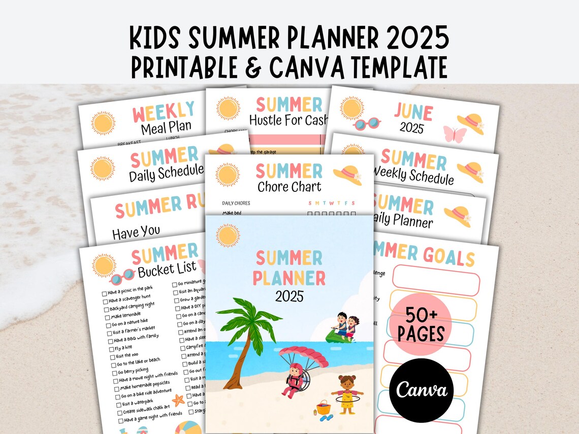 Summer Planner for Kids, 2025 Printable, Editable Canva Template ...
