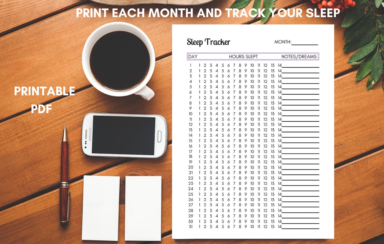 Sleep Tracker Printable PDF, Sleep Journal Monthly, Sleep Tracker ...