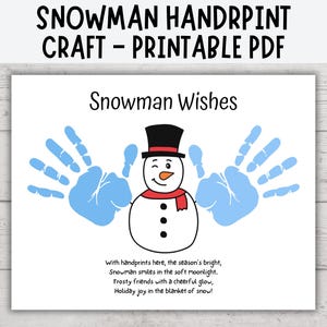 Snowman Handprint Craft, Winter Handprint Template, Merry Christmas ...