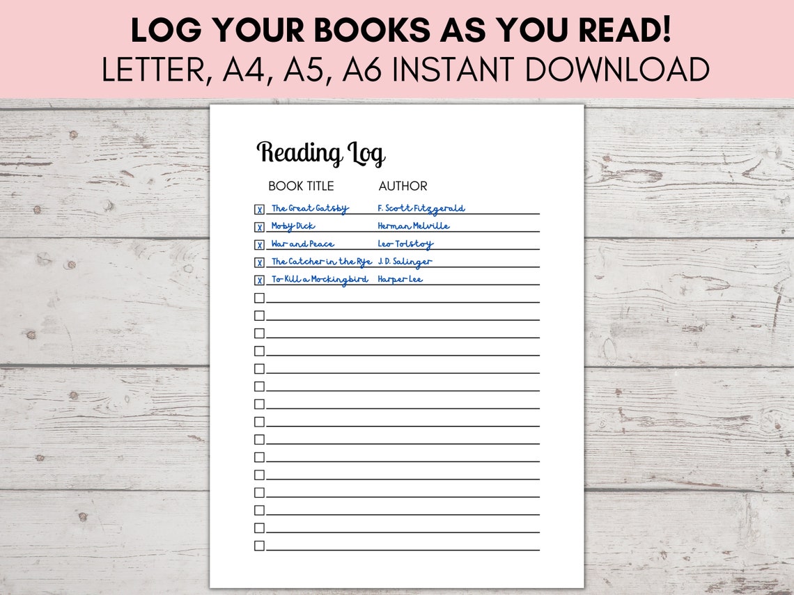 Reading Tracker Printable Bookshelf Reading Log A4 Letter A5 - Etsy