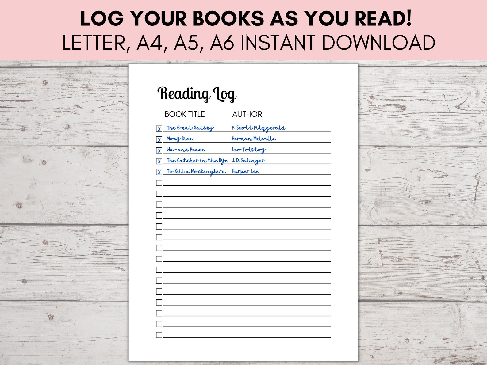 Reading Tracker Printable Bookshelf Reading Log A4 Letter A5 - Etsy