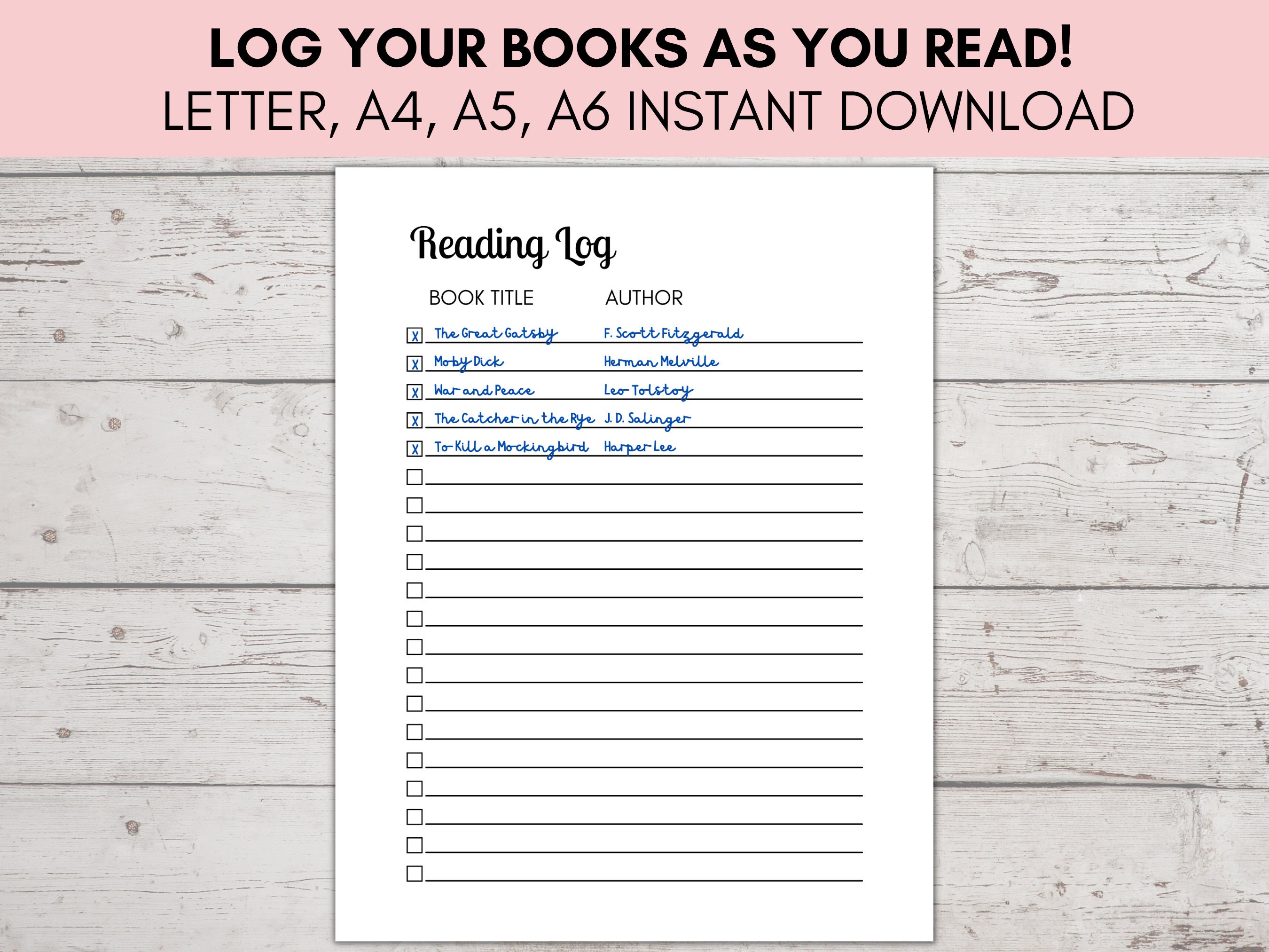 Reading Tracker Printable Bookshelf Reading Log A4 Letter A5 - Etsy