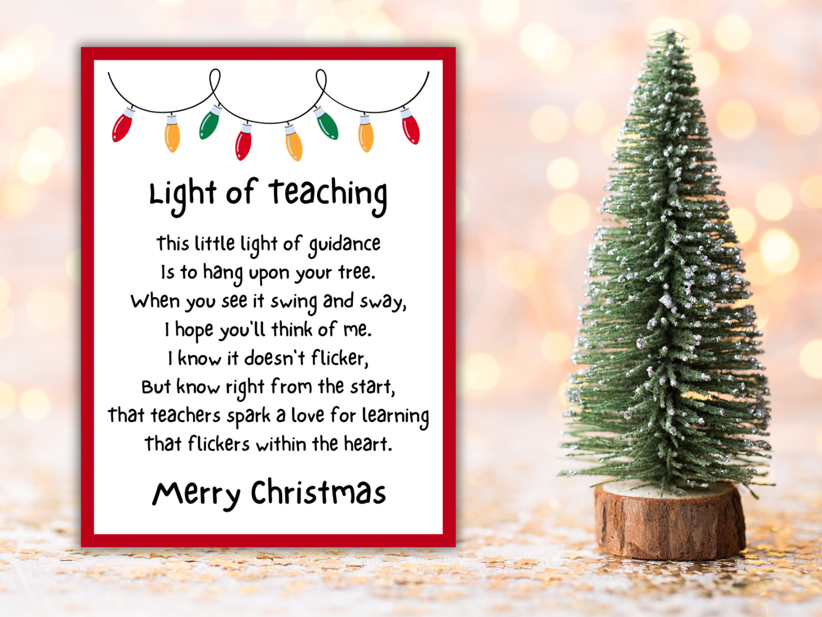 Light of Teaching Card/tag in 3 Sizes, Christmas Tags, Printable Card ...