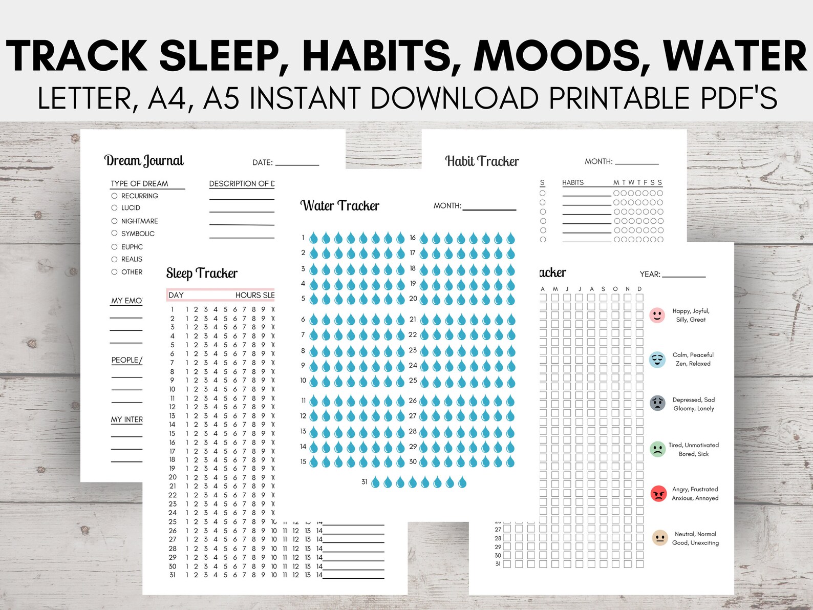 Daily Self Care Planner, Self Reflection, Sleep Mood Routine Tracker ...