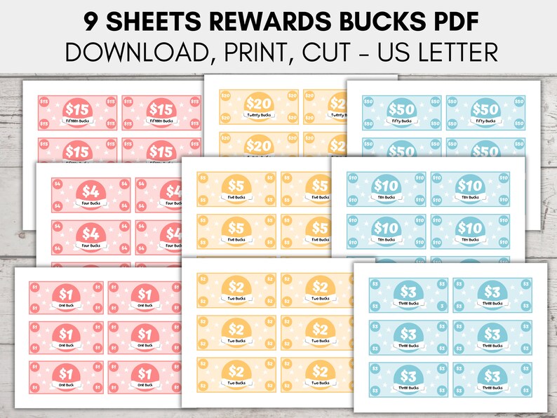 Behavior Chart for Kids, Reward Bucks Printable, Reward Chart, Good ...
