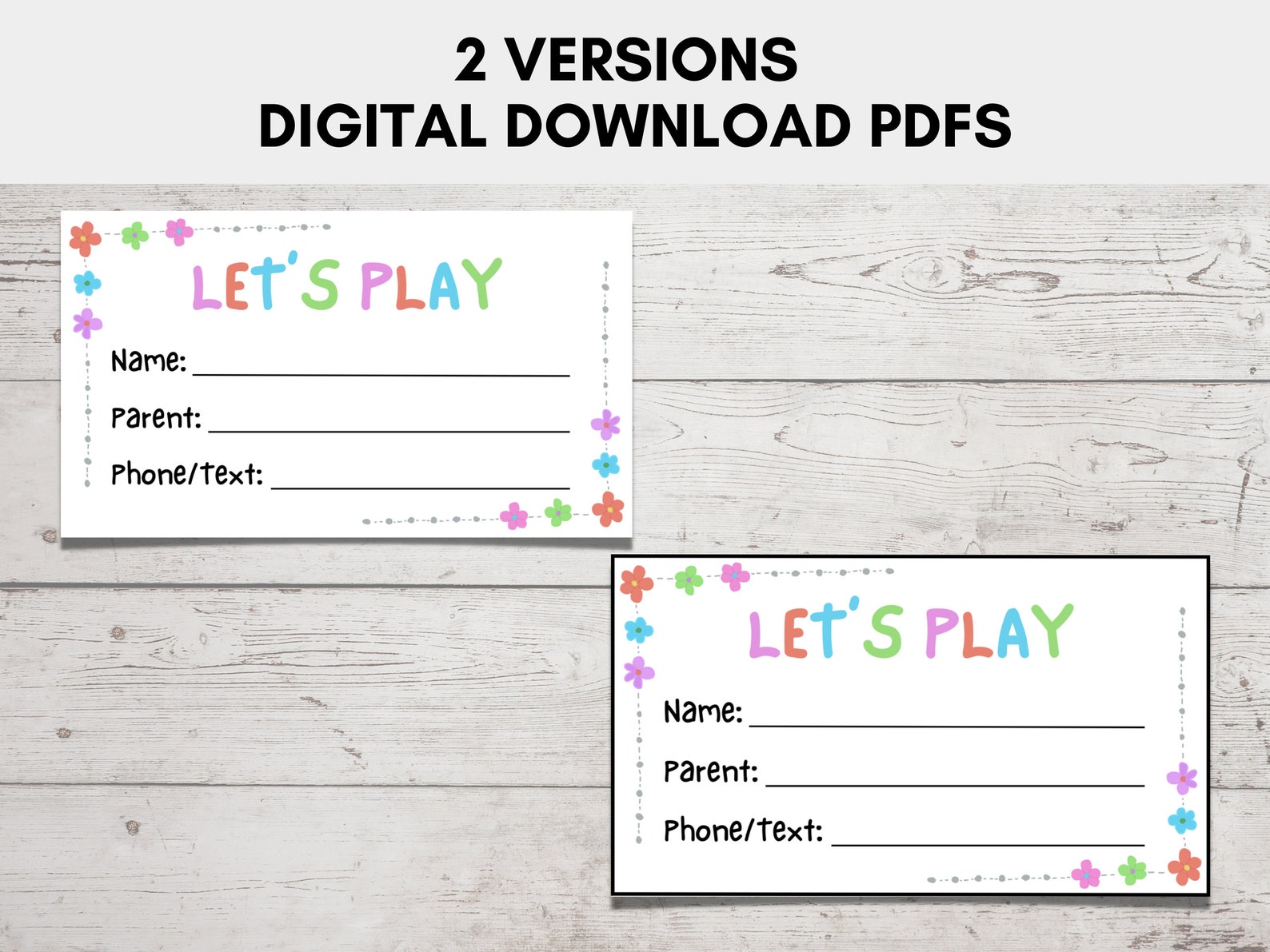 Playdate Cards, Printable Playdate Cards for Kids, Play Date Calling ...