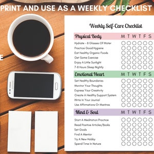 Self Care Checklist Printable PDF, Weekly Self Care Routine, Weekly ...