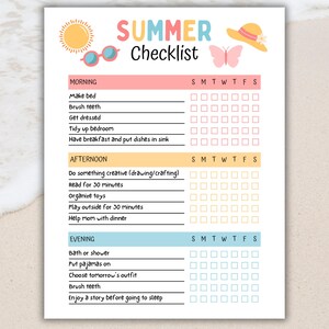 Summer Checklist for Kids Printable, Editable Summer Checklist for Kids ...