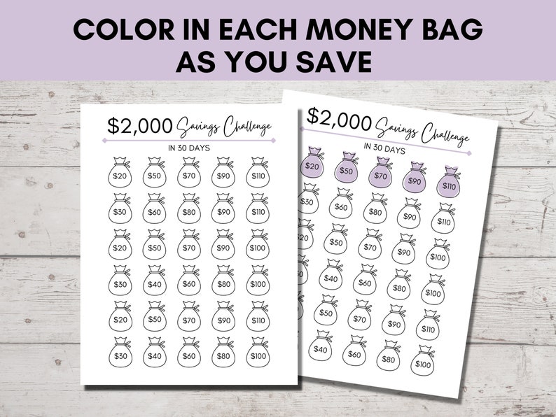 2,000 Money Saving Challenge, Save 2000 in 30 Days, 2000 Savings ...