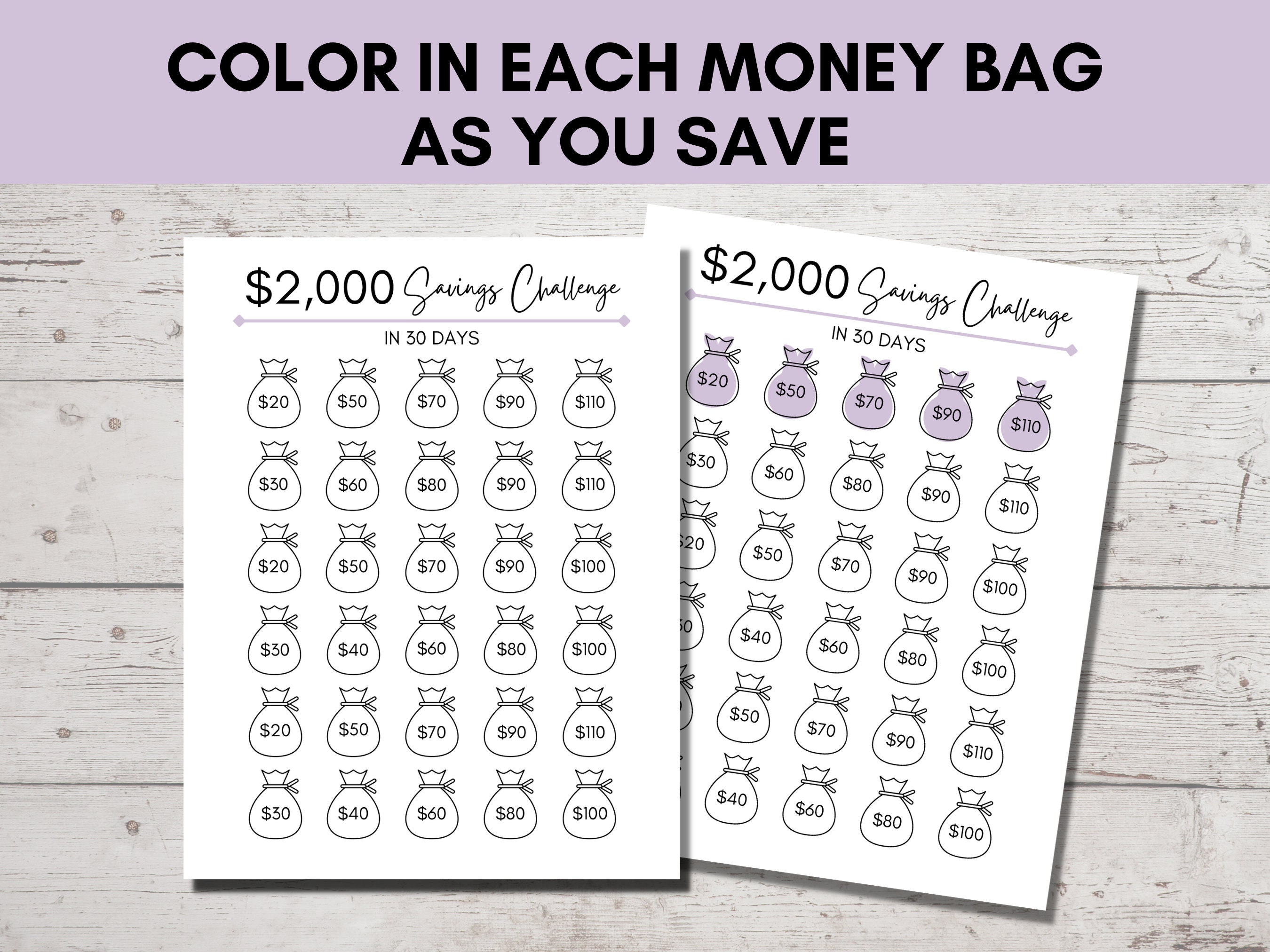 2,000 Money Saving Challenge, Save 2000 in 30 Days, 2000 Savings ...