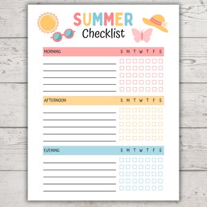 Summer Checklist for Kids Printable, Editable Summer Checklist for Kids ...