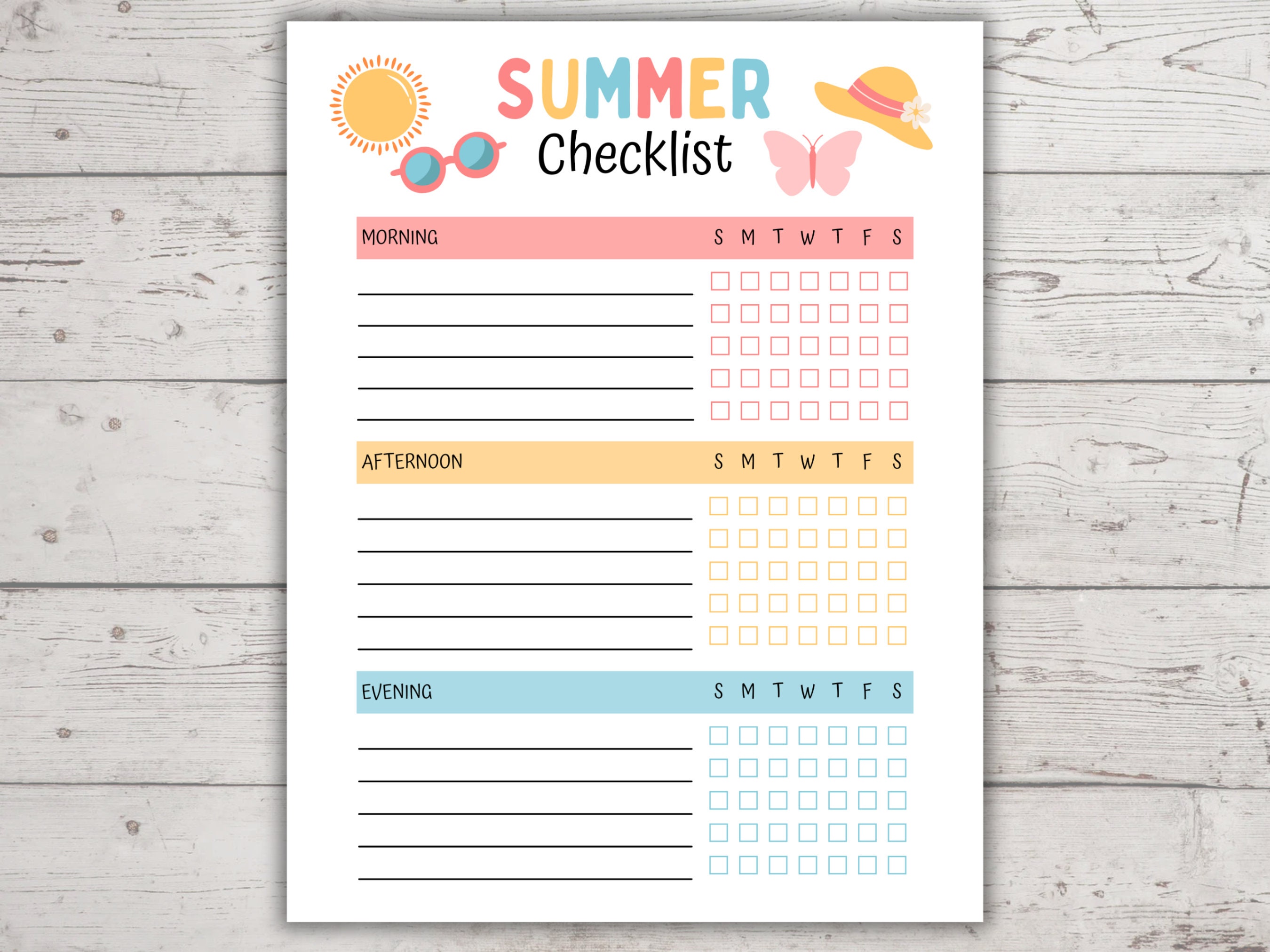 Summer Checklist for Kids Printable, Editable Summer Checklist for Kids ...