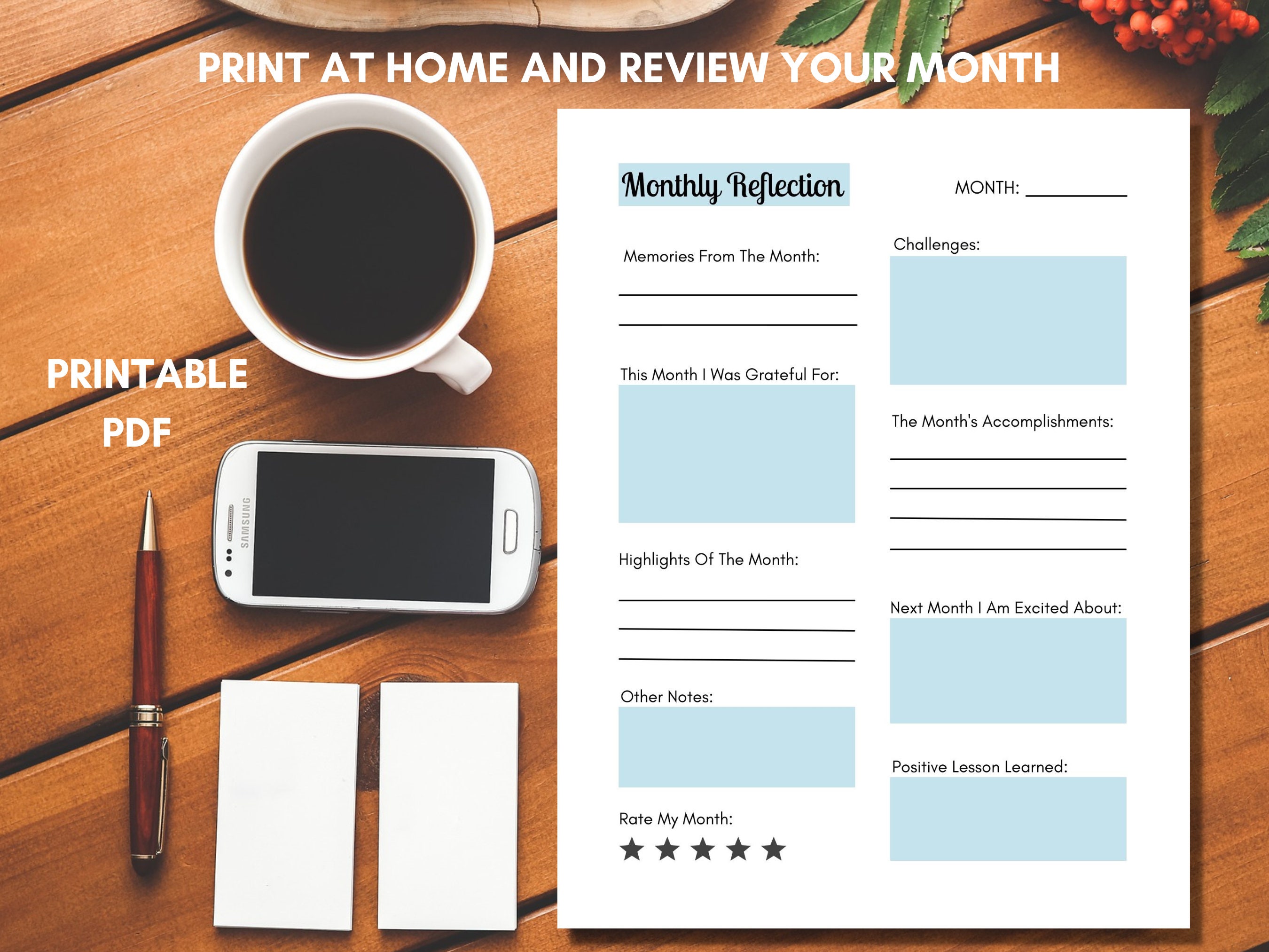 Monthly Review, Monthly Reflection, Monthly Evaluation, Monthly Summary ...