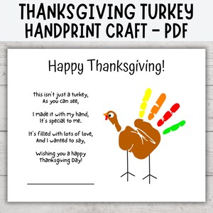 Thanksgiving Turkey Handprint Craft, Happy Thanksgiving Handprint Art ...