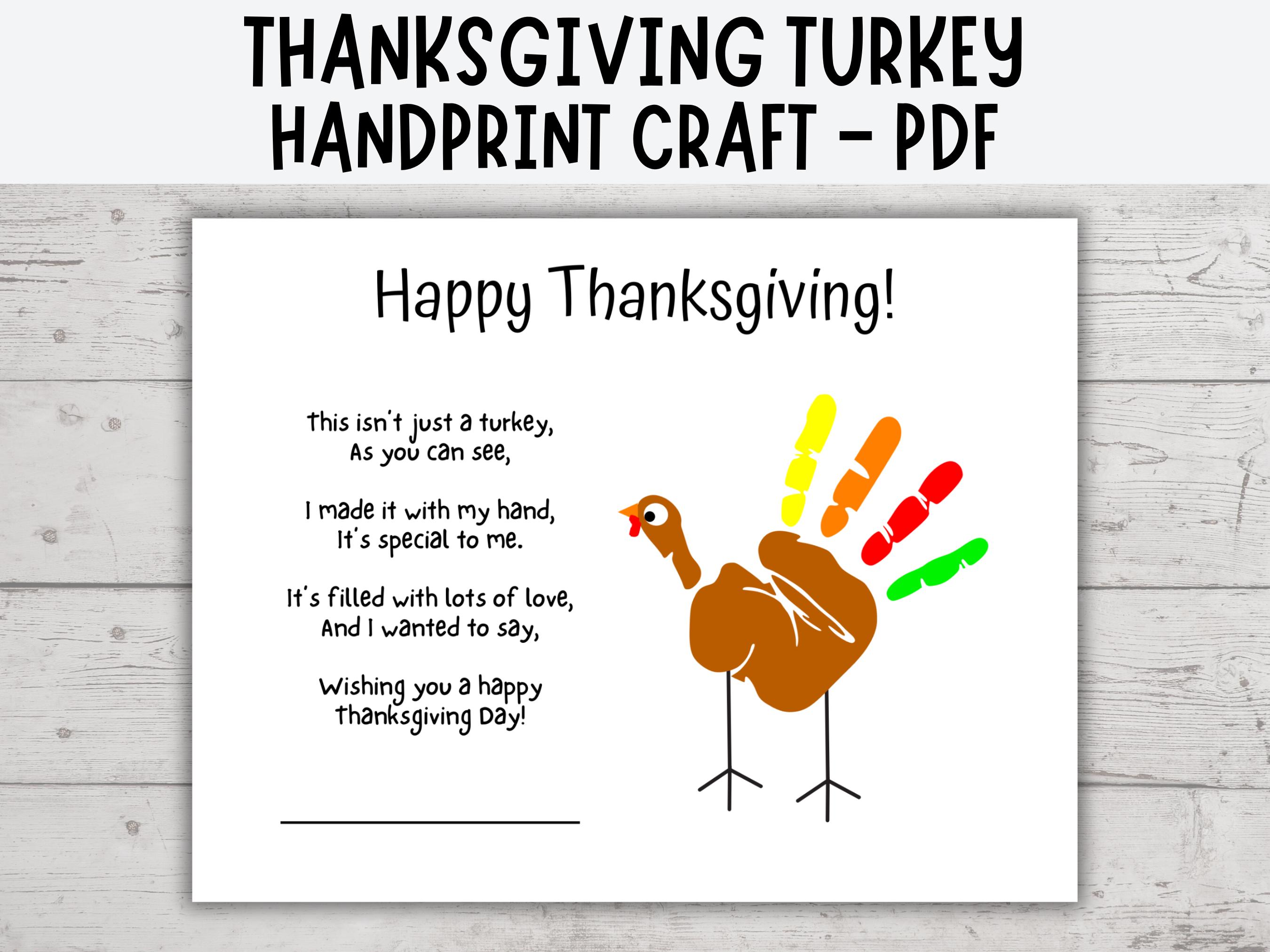 Thanksgiving Turkey Handprint Craft, Happy Thanksgiving Handprint Art ...