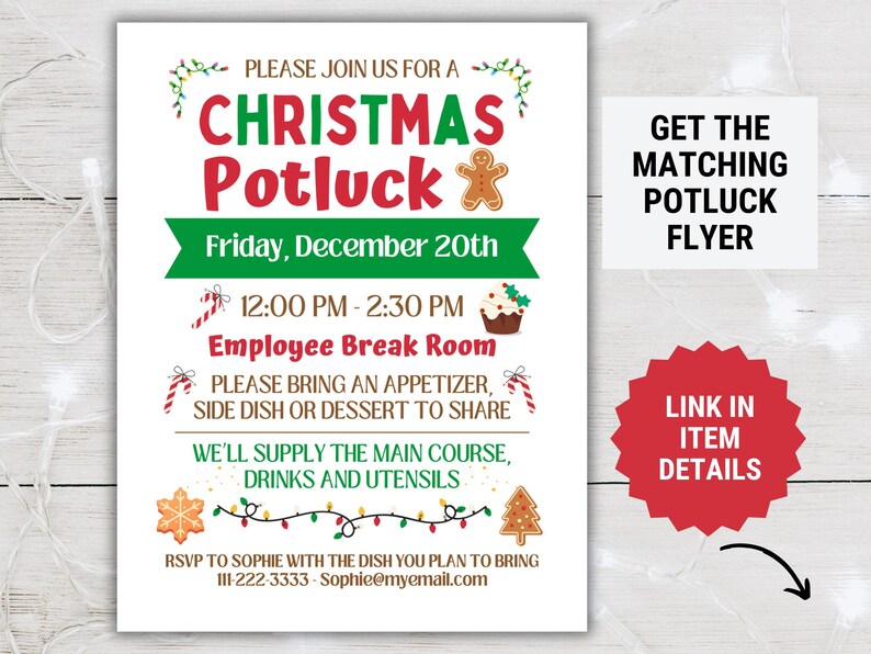 Christmas Potluck Sign up Sheet, Christmas Potluck Template, Christmas ...