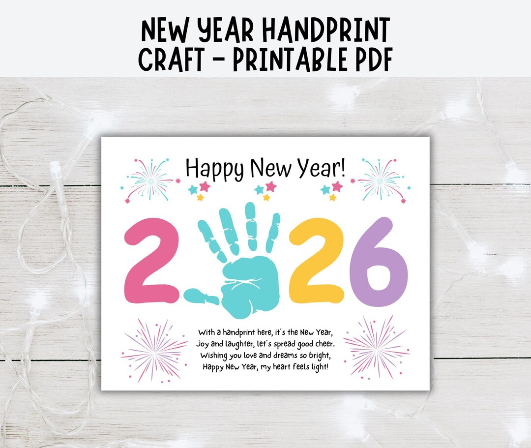 Happy New Year Handprint Craft 2026, January Handprint Craft for Kids ...