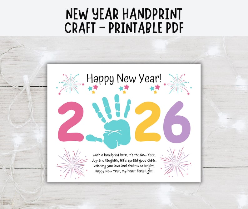 Happy New Year Handprint Craft 2026, January Handprint Craft for Kids ...