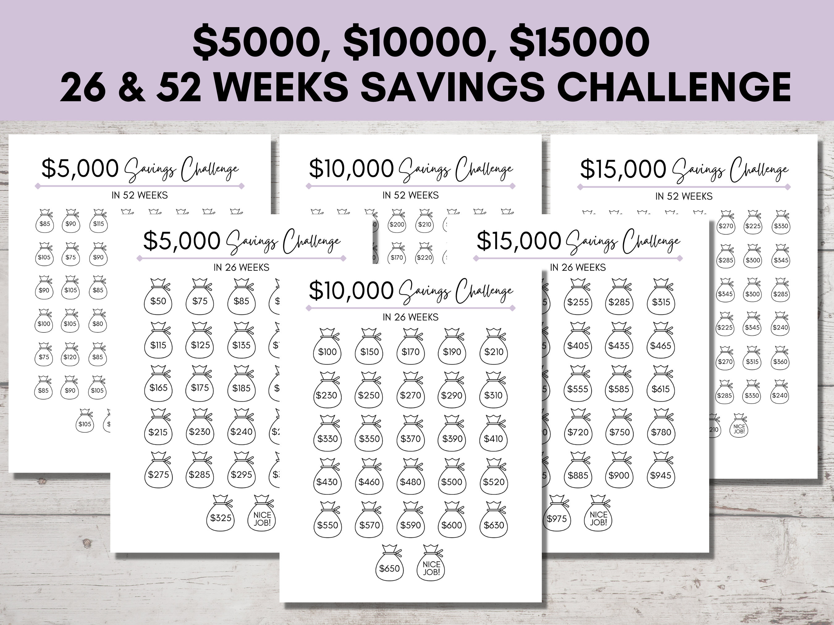 Savings Challenge Bundle, Printable Savings Challenge, Savings Tracker ...