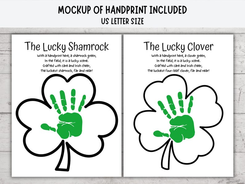 Clover Handprint Craft, St. Patrick's Day Handprint Template, Shamrock ...