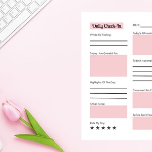 Daily Check-in Journal Printable PDF Self Care Daily Check in | Etsy