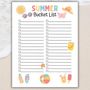 Summer Bucket List Printable, Editable Summer Bucket List, Bucket List ...